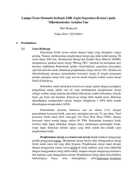 Pdf Lampu Teras Otomatis Berbasis Ldr Light Dependent Resistor Pada Mikrokontroler Arduino Uno