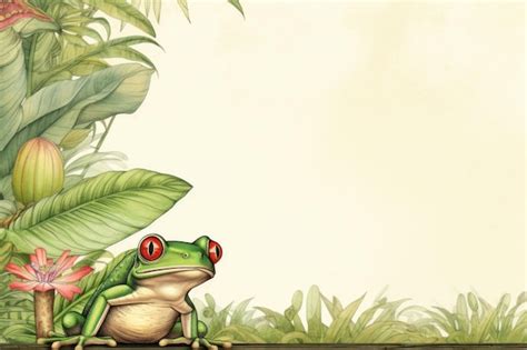 Realistic Vintage Drawing Of Frog Border Frog Amphibian Outdoors Premium Ai Generated Image