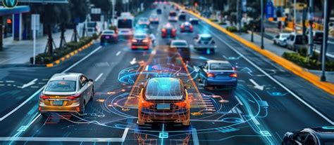 Premium Photo Smart Car In Autonomous Featuring Hud Technology Graphic Sensor Radar Signals