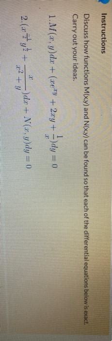 solved instructions discuss how functions m x y and nx y