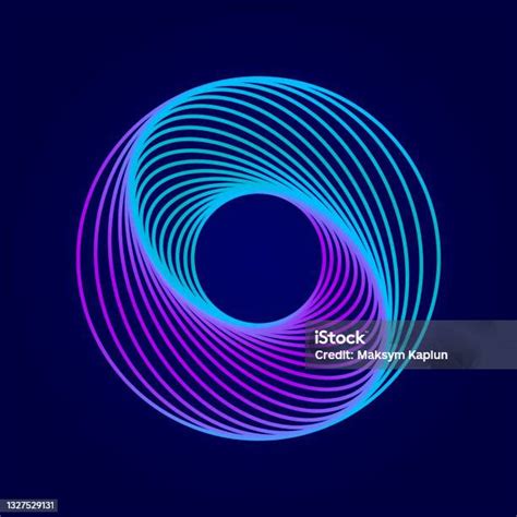 추상 소용돌이 기호입니다 트위스트 와이어프레임 터널 곡선 된 파란색 모양입니다 기술 빛나는 로고 요소 건축물에 대한 스톡 벡터 아트 및 기타 이미지 Istock