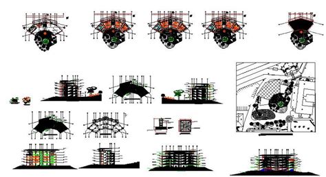 Multistory High Rise Building Details Plan Elevation And Section Autocad File