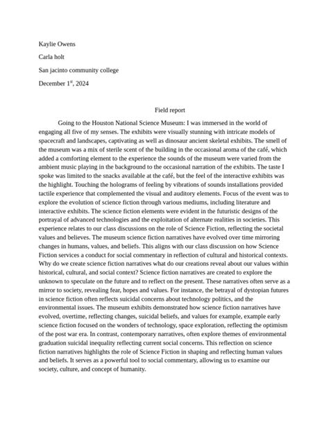 field report pdf science fiction narrative