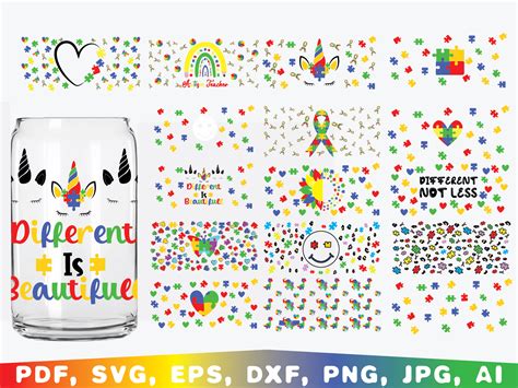 Autism Glass Wrap Svg Bundle Autism Svg Graphic By Bluediamond