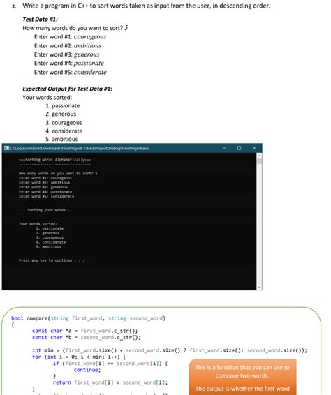 Solved Write A Program In C To Sort Words Taken As Chegg
