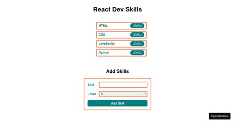 React Dev Skills Part 4 Codesandbox