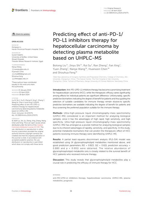 Pdf Predicting Effect Of Anti Pd 1 Pd L1 Inhibitors Therapy For Hepatocellular Carcinoma By