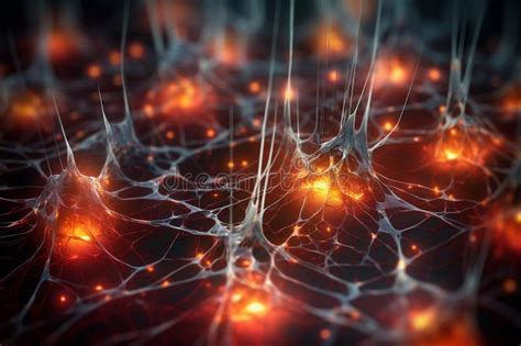 Visualization Of Active Nerve Cells In The Brain 3d Illustration Stock