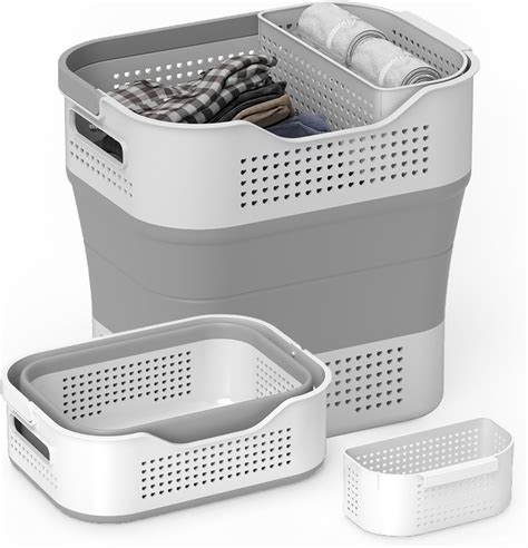 Techmilly Collapsible Plastic Laundry Basket Hamper With