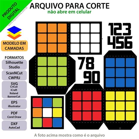 arquivo topo de bolo cubo mágico topo e corte