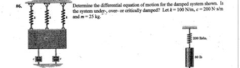 6 Determine The Differential Equation Of Motion For The Damped System Shown Is The System Under