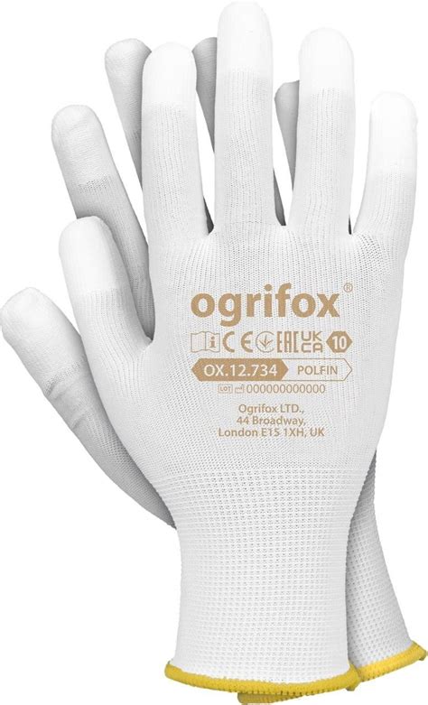 Перчатки рабочие с покрытием из полиуретана Ogrifox OX-POLFIN W р.7 ...