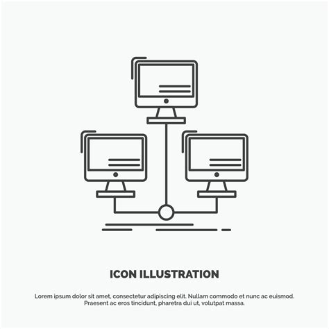 Database Distributed Connection Network Computer Icon Line Vector Gray Symbol For Ui And Ux