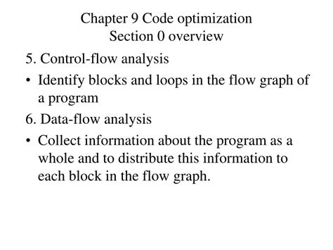 Ppt Chapter 9 Code Optimization Section 0 Overview Powerpoint