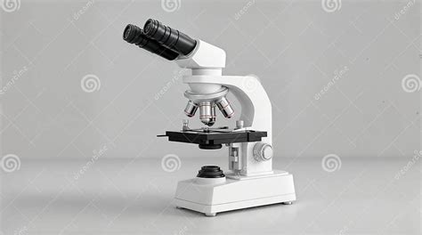 Modern Microscope Standing On A Reflective Surface In A Laboratory