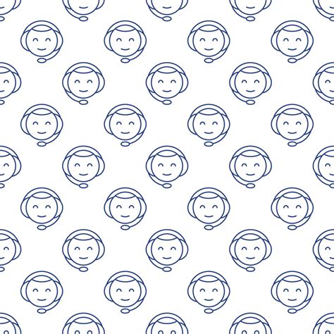 Chat Bot Head With Headset Vector Concept Line Seamless Pattern 23093176 Vector Art At Vecteezy