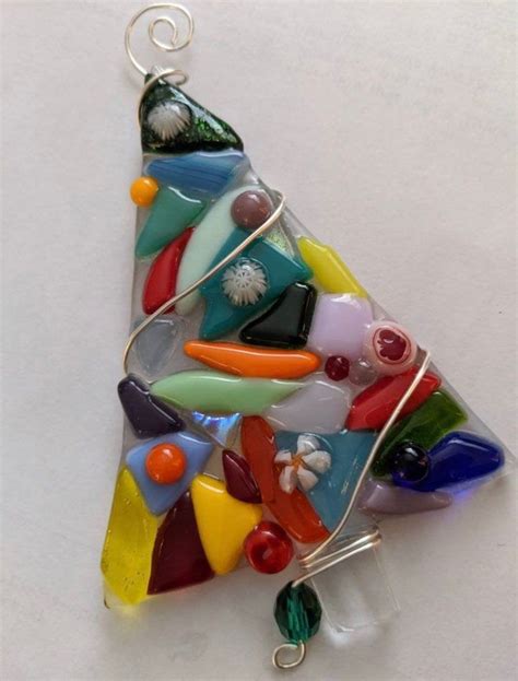 Fused Glass Mosaic Christmas Tree Ornament Etsy Canada Fused Glass