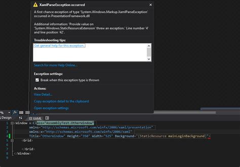 C Staticresource Causes Xamlparseexception When Loaded From Another