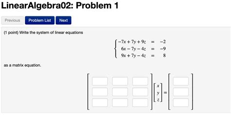 solved linearalgebra02 problem 1 previous problem list next