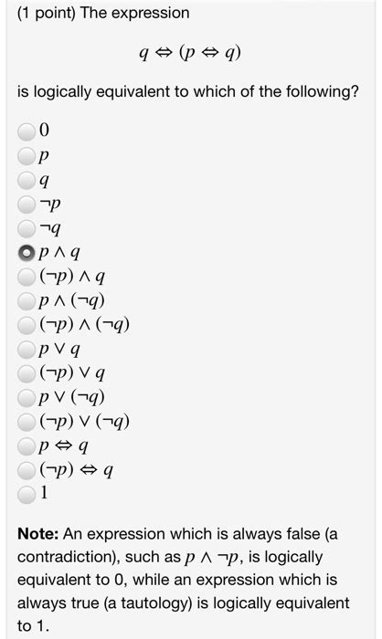 Solved Point The Expression Is Logically Equivalent To Chegg