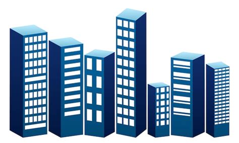 Collection De Grands Bâtiments Isométriques Vecteur Premium