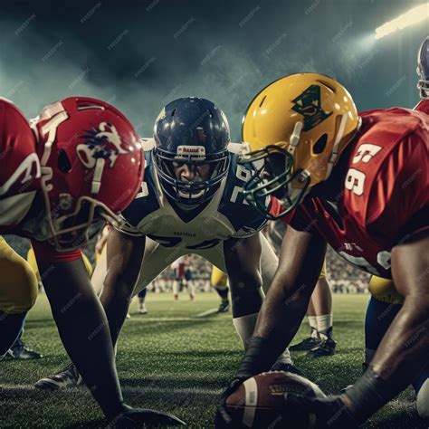 Premium Photo American Football Players In Action Game With Football