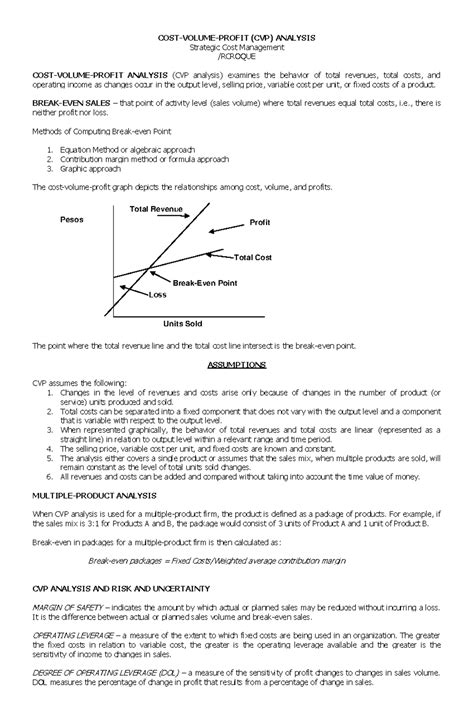 03 Cost Volume Profit Cvp Analysis Key Concepts And Applications
