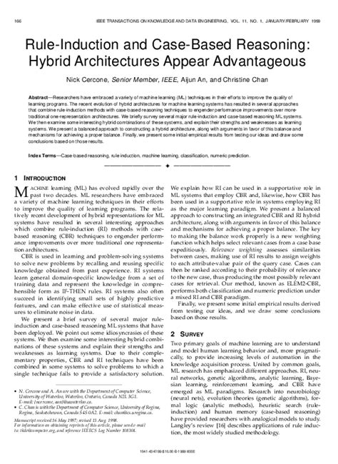 Pdf Rule Induction And Case Based Reasoning Hybrid Architectures Appear Advantageous