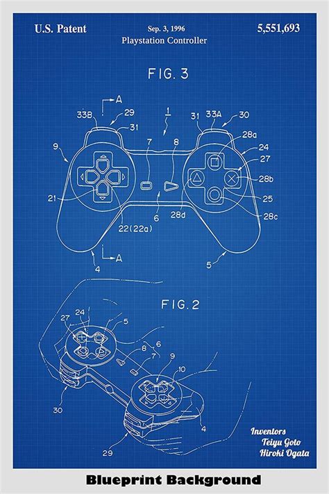 Sony Playstation Controller Patent Print Art Poster Playstation Controller Playstation