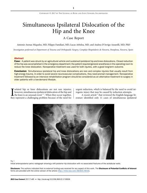 Pdf Simultaneous Ipsilateral Dislocation Of The Hip And The Knee A