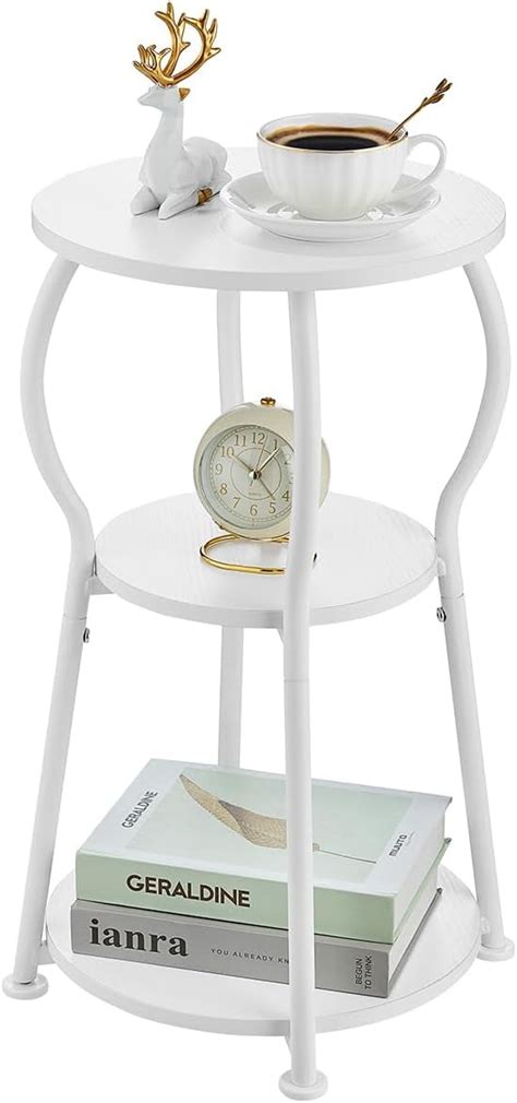 Round Side Table For Small Spaces 3 Tier Wood Bedside Table Round End Tables For Living Room