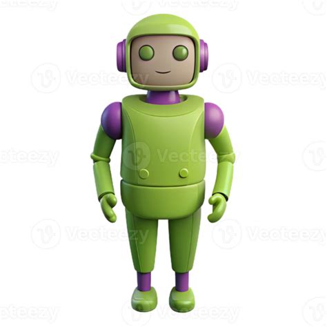 Friendly Green Robot Character Design 51325461 Png