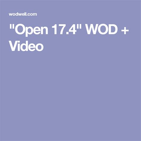 Open 17 4 Workout 2017 Crossfit Games Open Wod Wodwell Wod