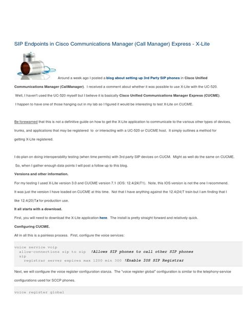 Sip Phone Cme Pdf Session Initiation Protocol Voice Over Ip