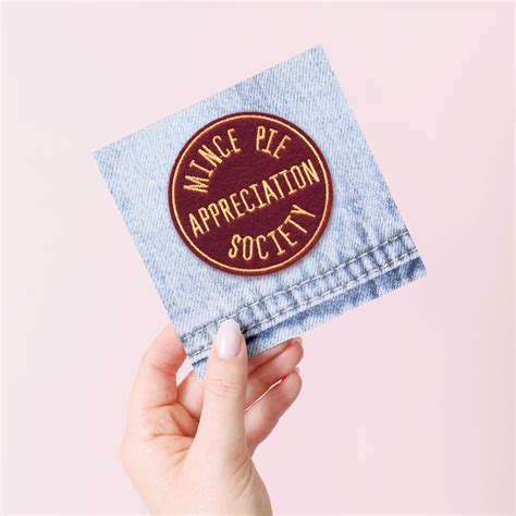Mince Pie Appreciation Society Burgundy Embroidered Patch
