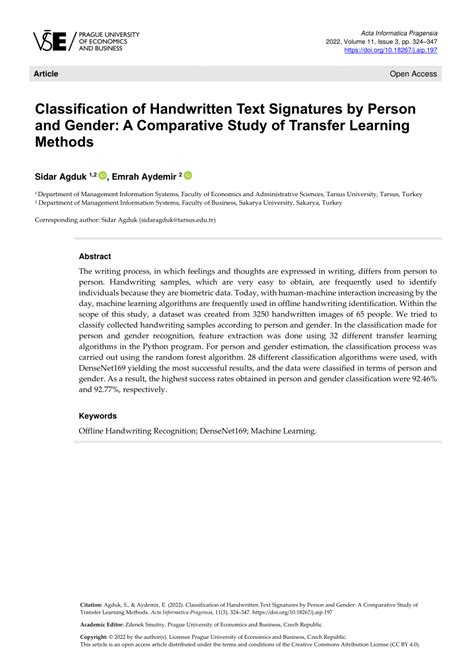 Pdf Classification Of Handwritten Text Signatures By Person And