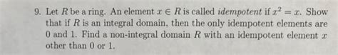 solved 9 let rbe a ring an element r e r is called