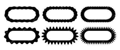Premium Vector Zig Zag Edge Oval Frame Collection Jagged Ellipse Border Elements Set Black