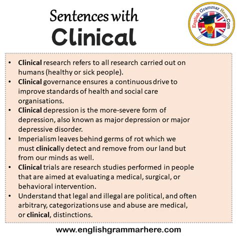 Sentences With Clinical Clinical In A Sentence In English Sentences For Clinical English