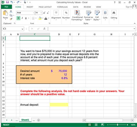 Solved Calculating Annuity Values Excel Sign In File НoМe