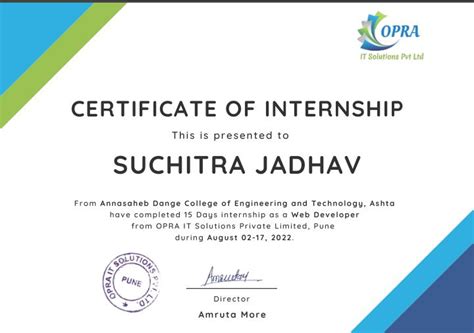 Webdeveloper Internship Suchitra Jadhav