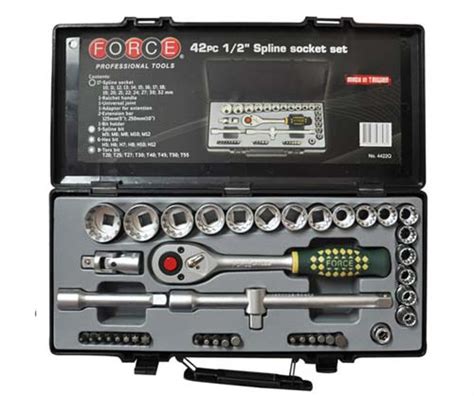 Force 1 2 Dr 42pce Spline Socket Set 10mm 32mm Hex Star Fo4422q Br Trading