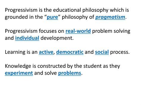 Progressivism In Education Pptx