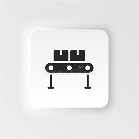Mass Production Conveyor Neumorphic Style Vector Icon Simple Element