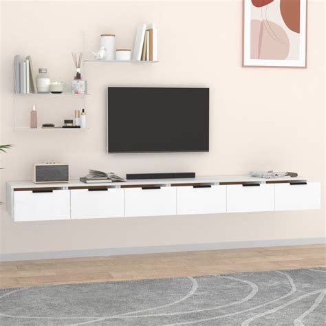 Vidaxl Wall Cabinets 2 Pcs White 102x30x20 Cm Engineered Wood Vidaxlie