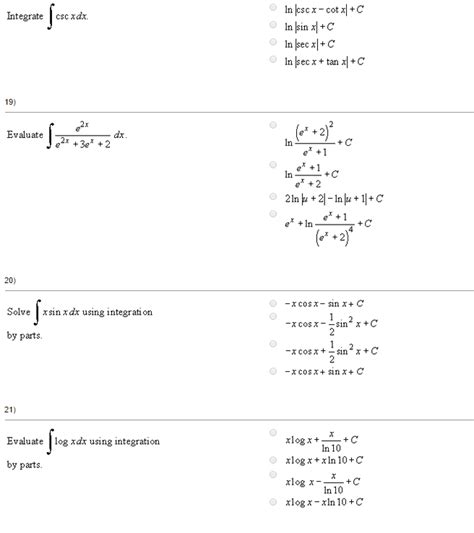 Solved Integrate Evaluate Solve Using Integration By Chegg Com