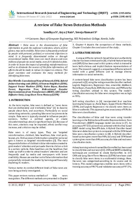 Pdf A Review Of Fake News Detection Methods