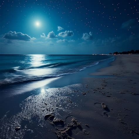 Premium Photo Moonlit Beach Scene