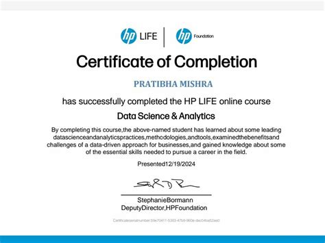 Dataanalytics Certification Pratibha Mishra