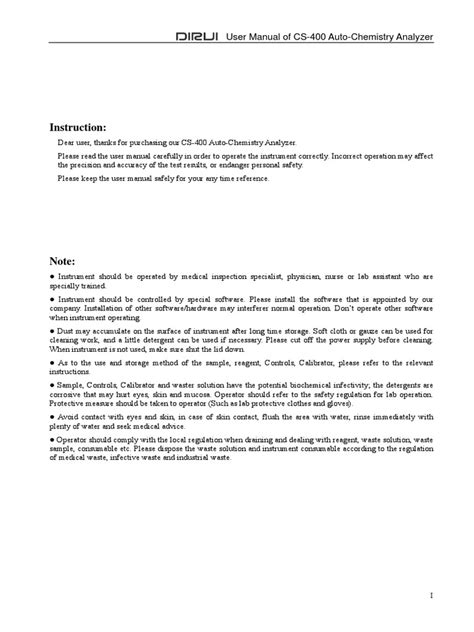 Cs 400 User Manual Pdf Pdf Spectrophotometry